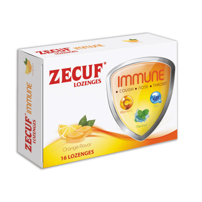 Buy Zecuf Lozenges Orange (Vitamin C + Zinc + Menthol) Immune 16's ...