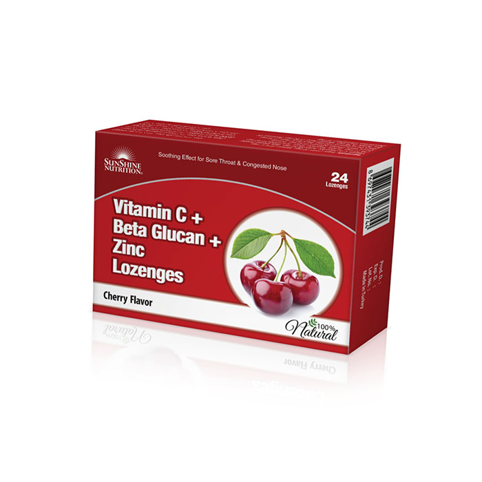 Buy Sunshine Nutrition Vitamin C+ Beta Glucan+Zinc Lozenges Cherry 24s ...